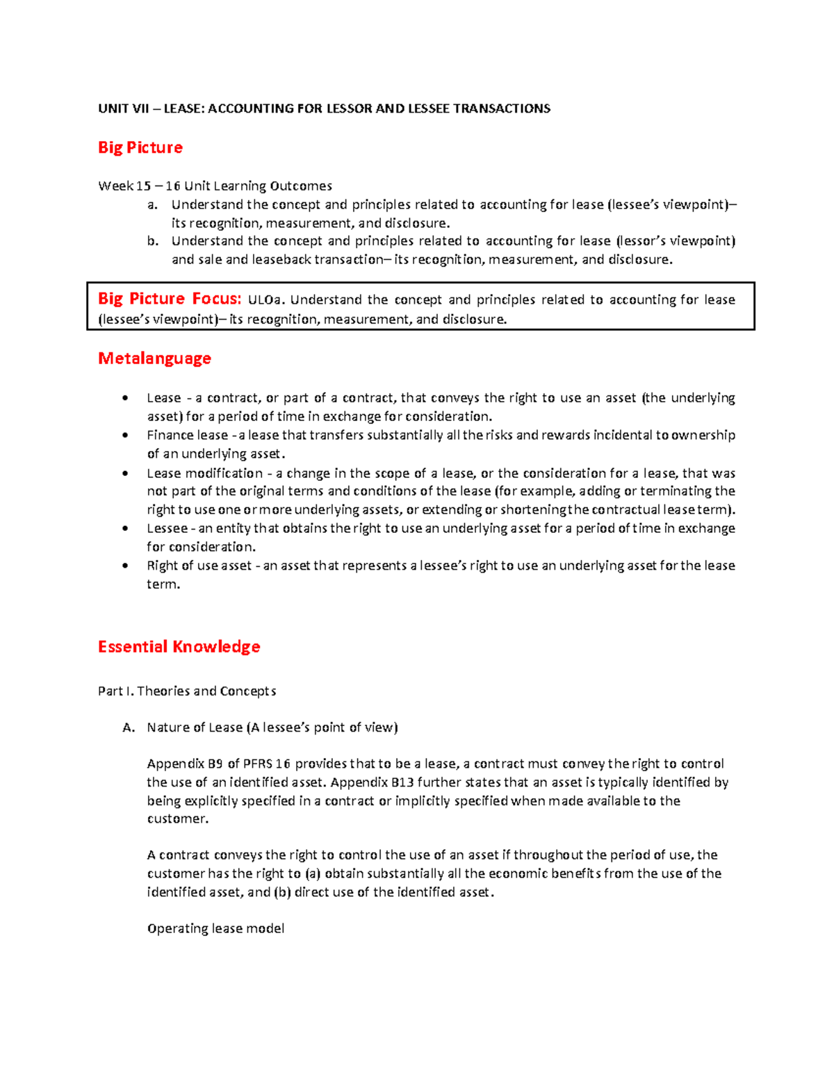 Lessee Accounting, Practice Materials - BS accountancy - Studocu
