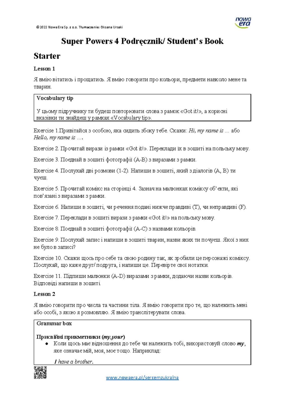Super Powers 4: Units 1-8 Workbook & Vocabulary Exercises - Studocu