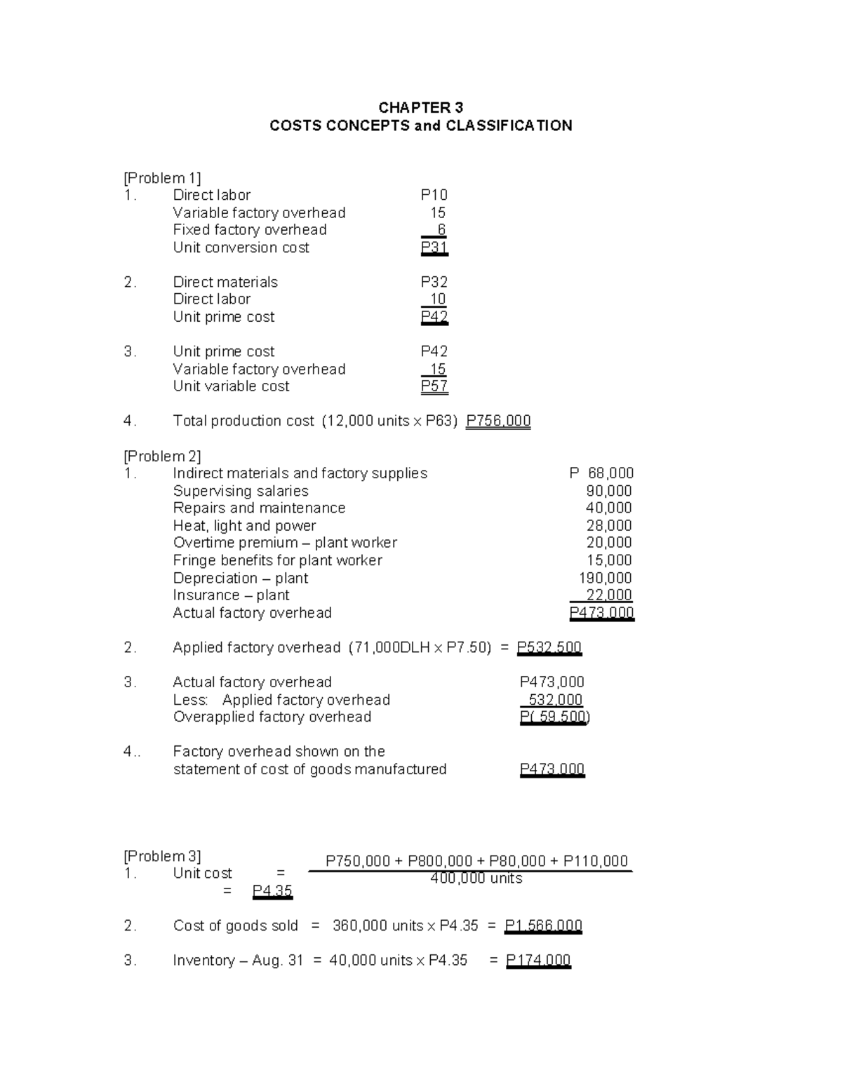 CHAPTER 3: COST CONCEPTS & CLASSIFICATION - Detailed Analysis - Studocu