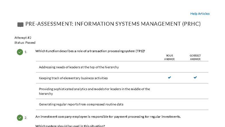 Pre-Assessment: Information Systems Management C724 Exam Guide - Studocu