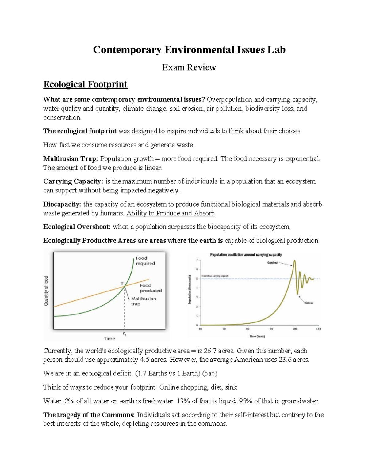 Contemporary Environmental Issues - Exam Review Guide (Env 101) - Studocu