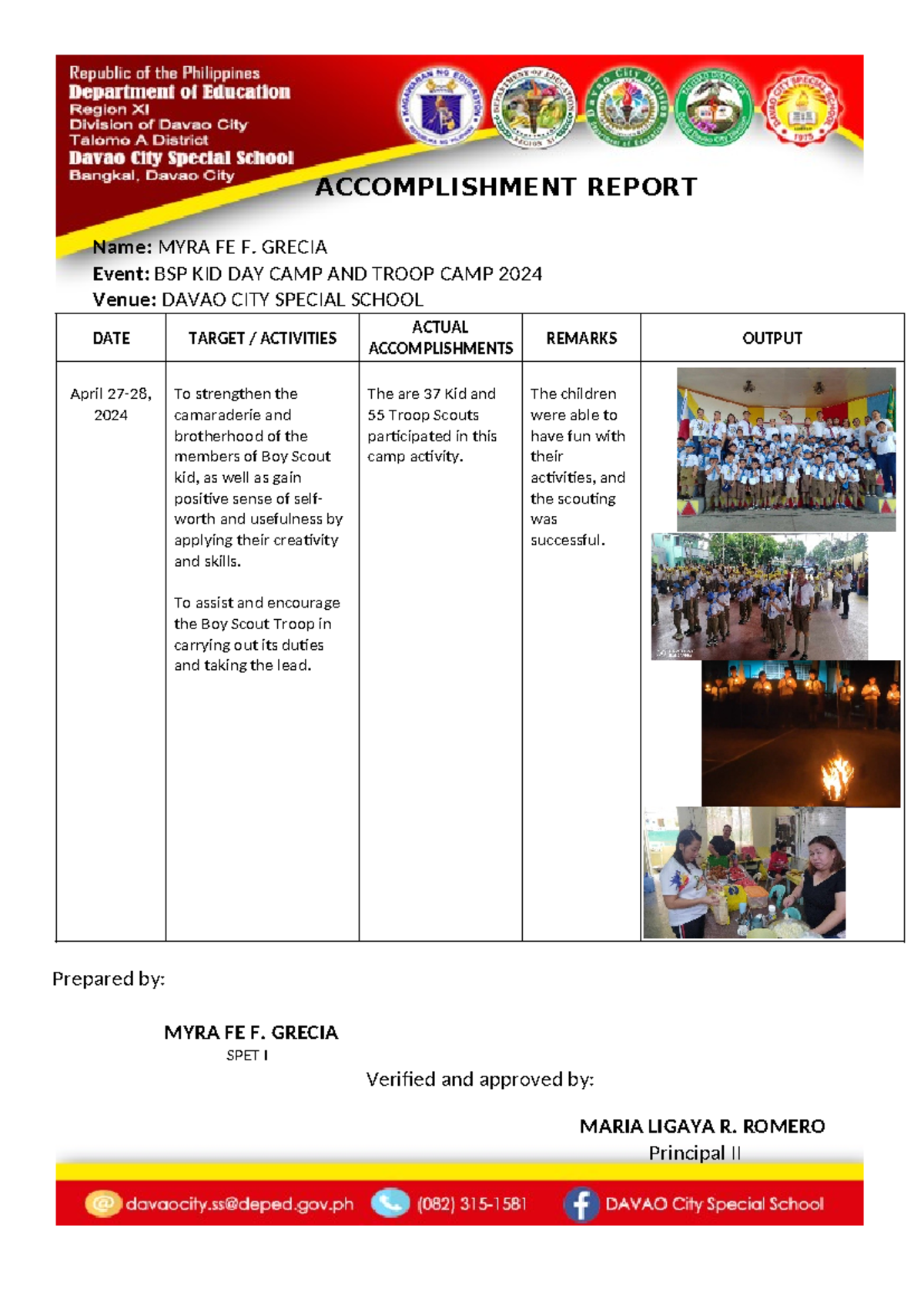 ACR-BSP-2024 - BSP Kid Day Camp Activity Highlights and Evaluations - Studocu