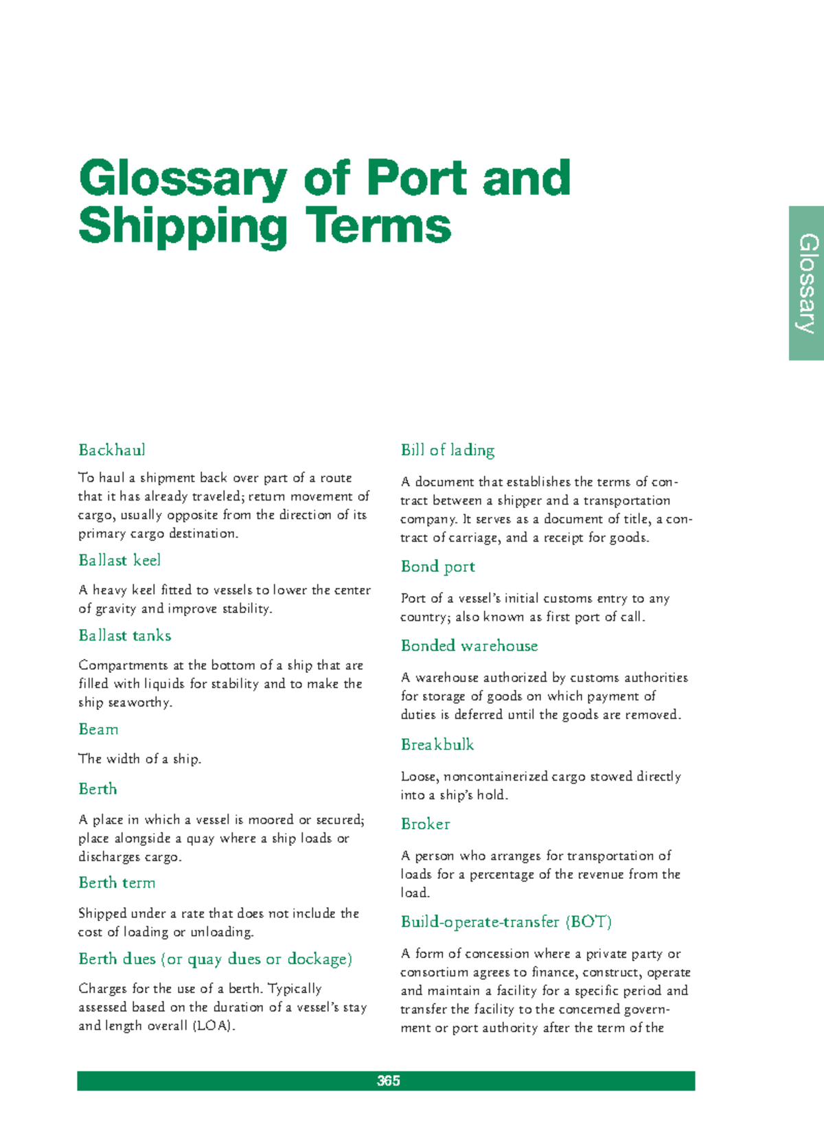 Glossary of shipping terms - Glossary Backhaul To haul a shipment back ...