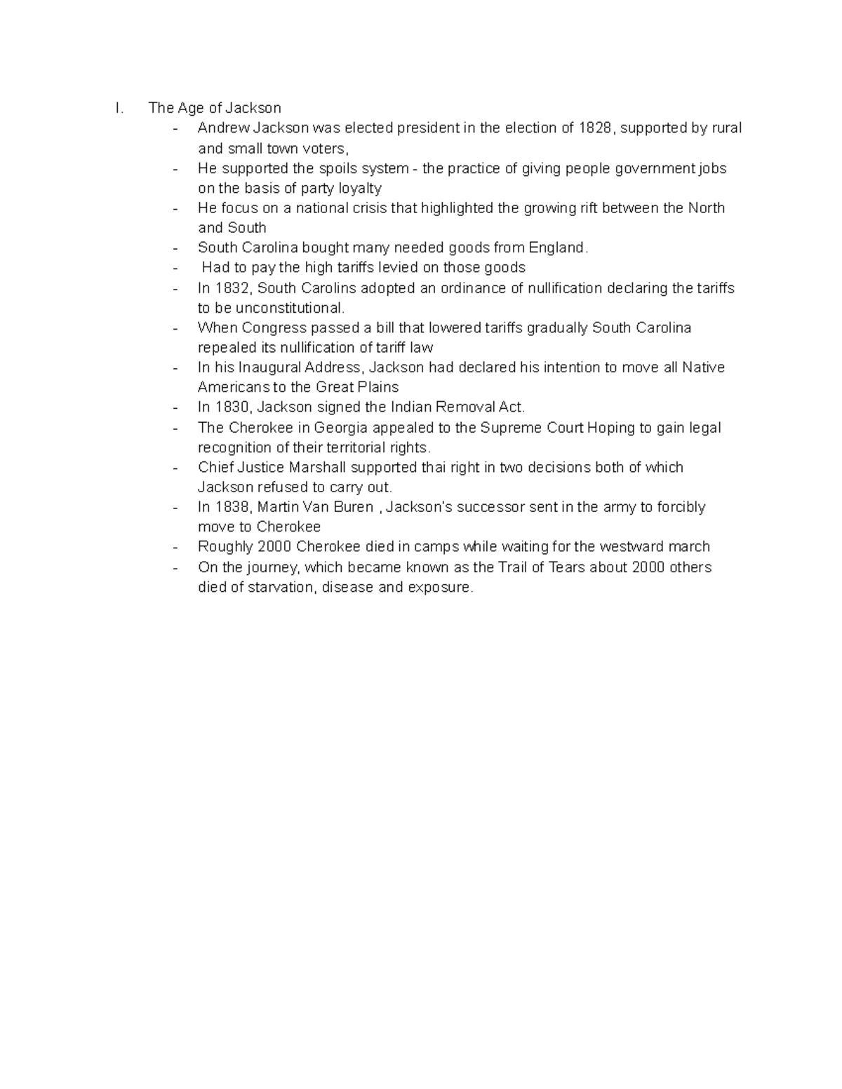 US History - Chapter 1 Notes on The Age of Jackson - Studocu