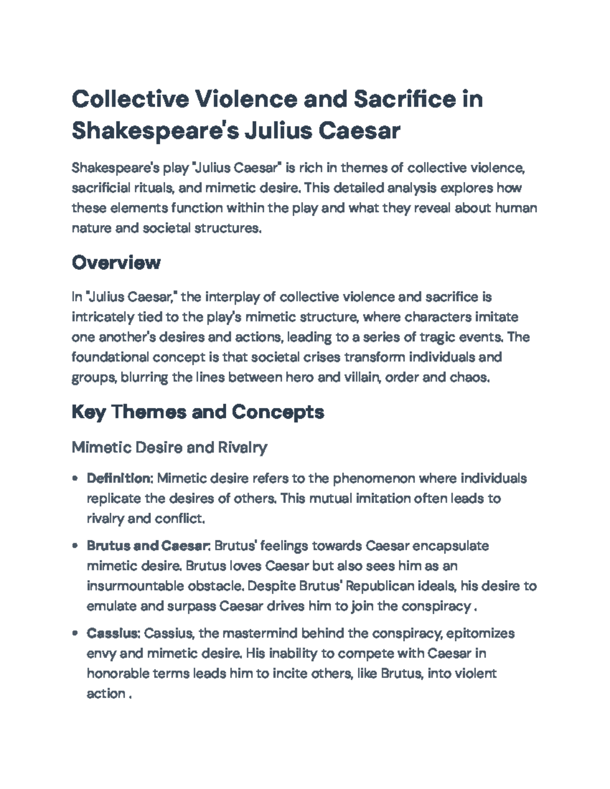 Collective Violence and Sacrifice: Analyzing Shakespeare's Julius ...