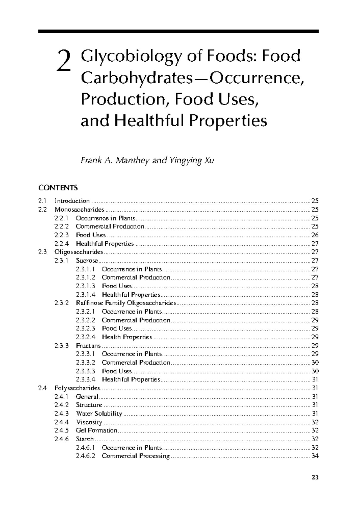Advances in Food Biochemistry: Glycobiology of Foods (Chapter 2) - Studocu