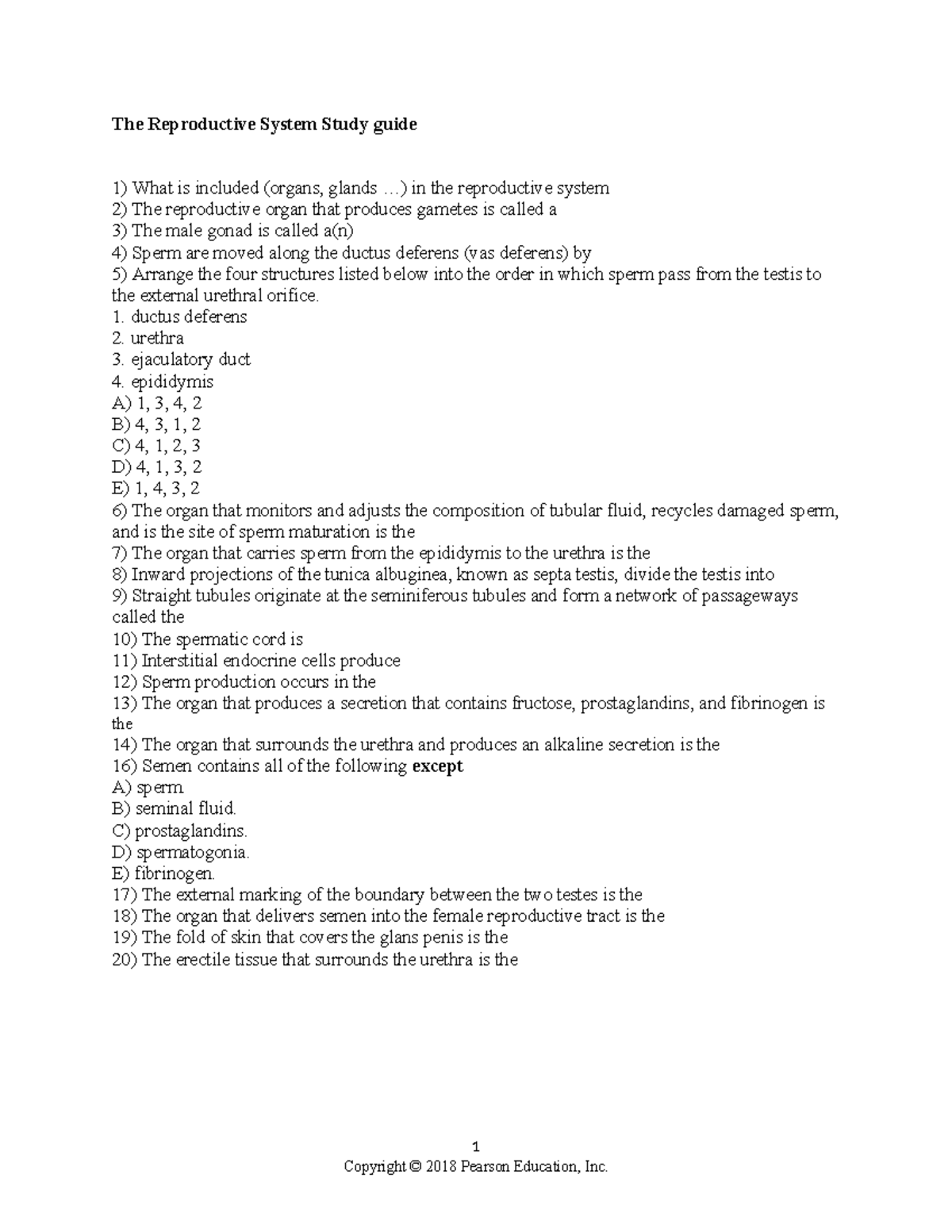 Chapter 28 study guide - The Reproductive System Study guide 1) What is ...