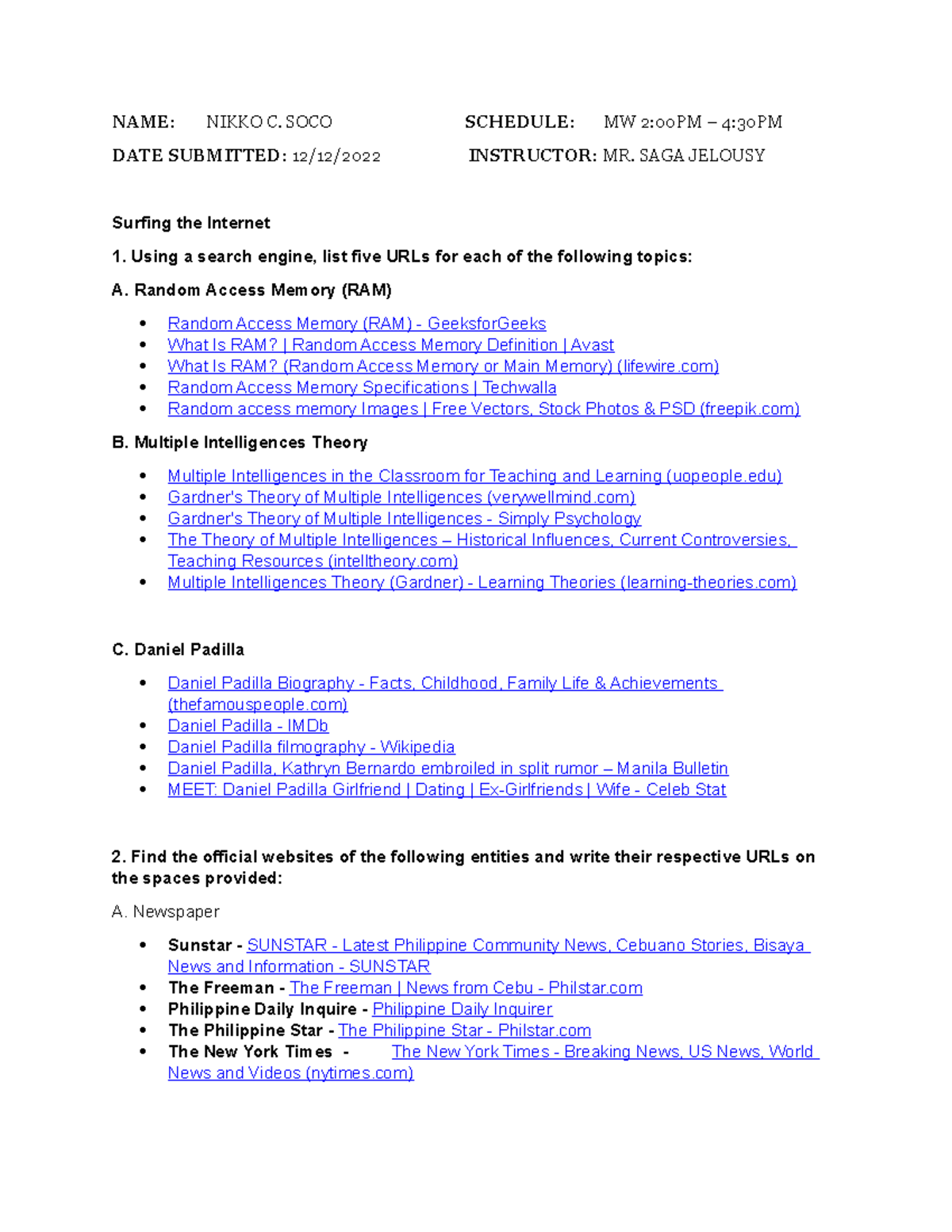 CC 100 Activity 7 - cc100 essays - NAME: NIKKO C. SOCO SCHEDULE: MW 2 ...