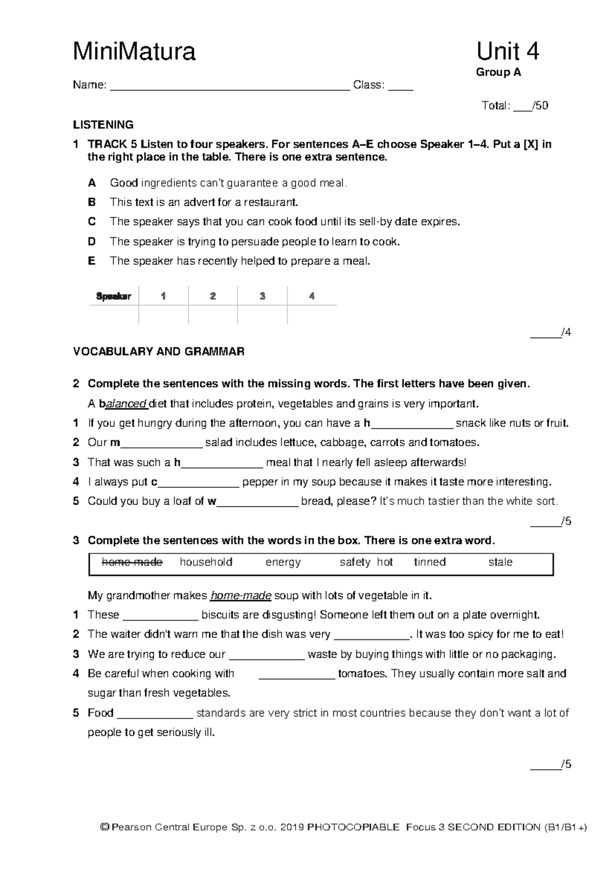Focus 3 Listening & Vocabulary: Unit 4 Group A Practice - Studocu