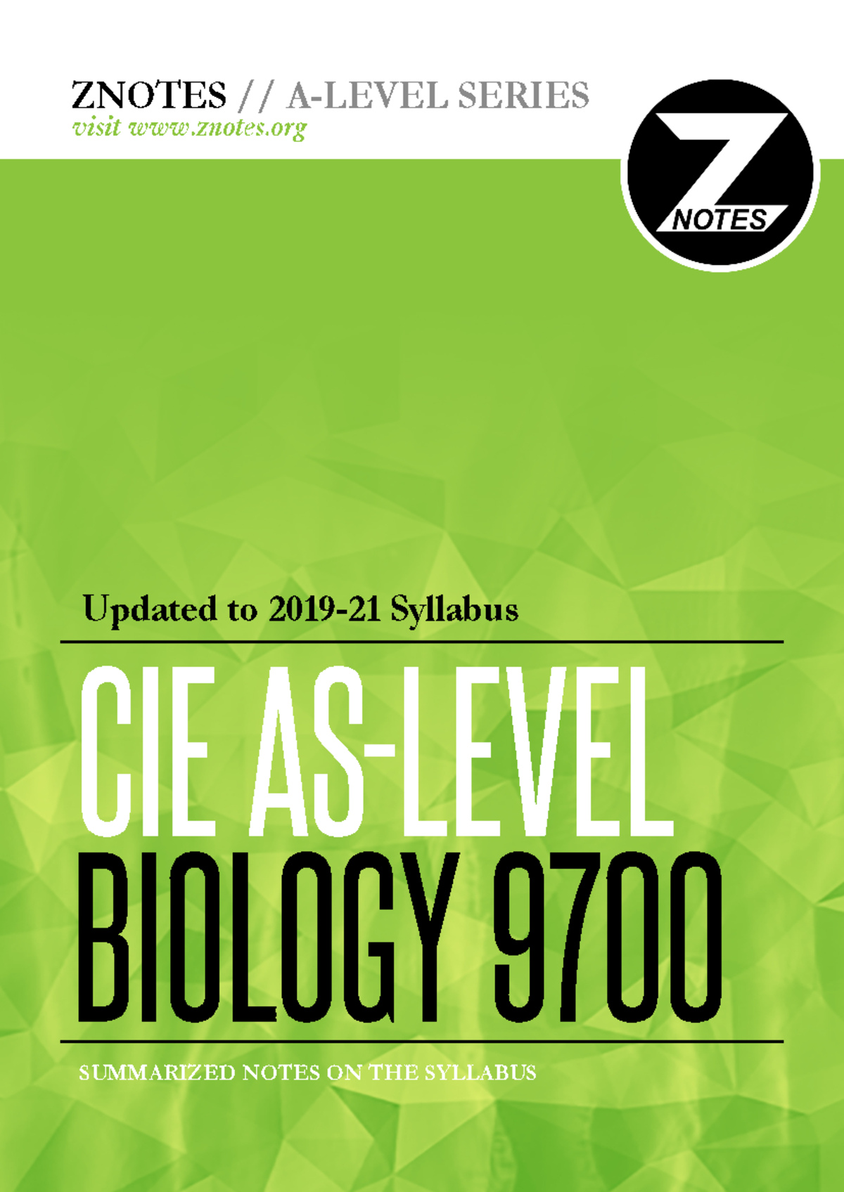 Cie as biology 9700 theory v2 znotes - Updated to 2019-21 Syllabus ...
