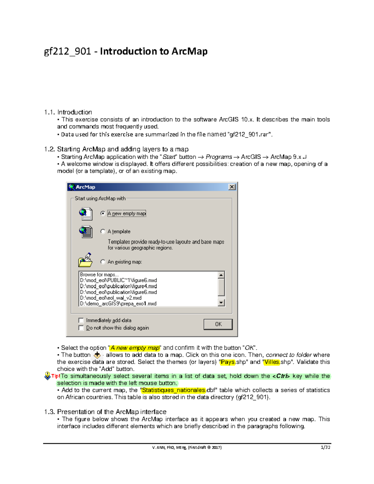 gf212_901 Introduction to ArcGIS 10.x: Key Tools & Interface Guide ...
