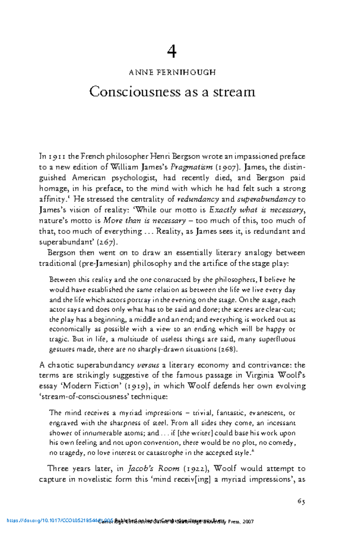 Consciousness as a Stream: Insights from Bergson and Modernist ...