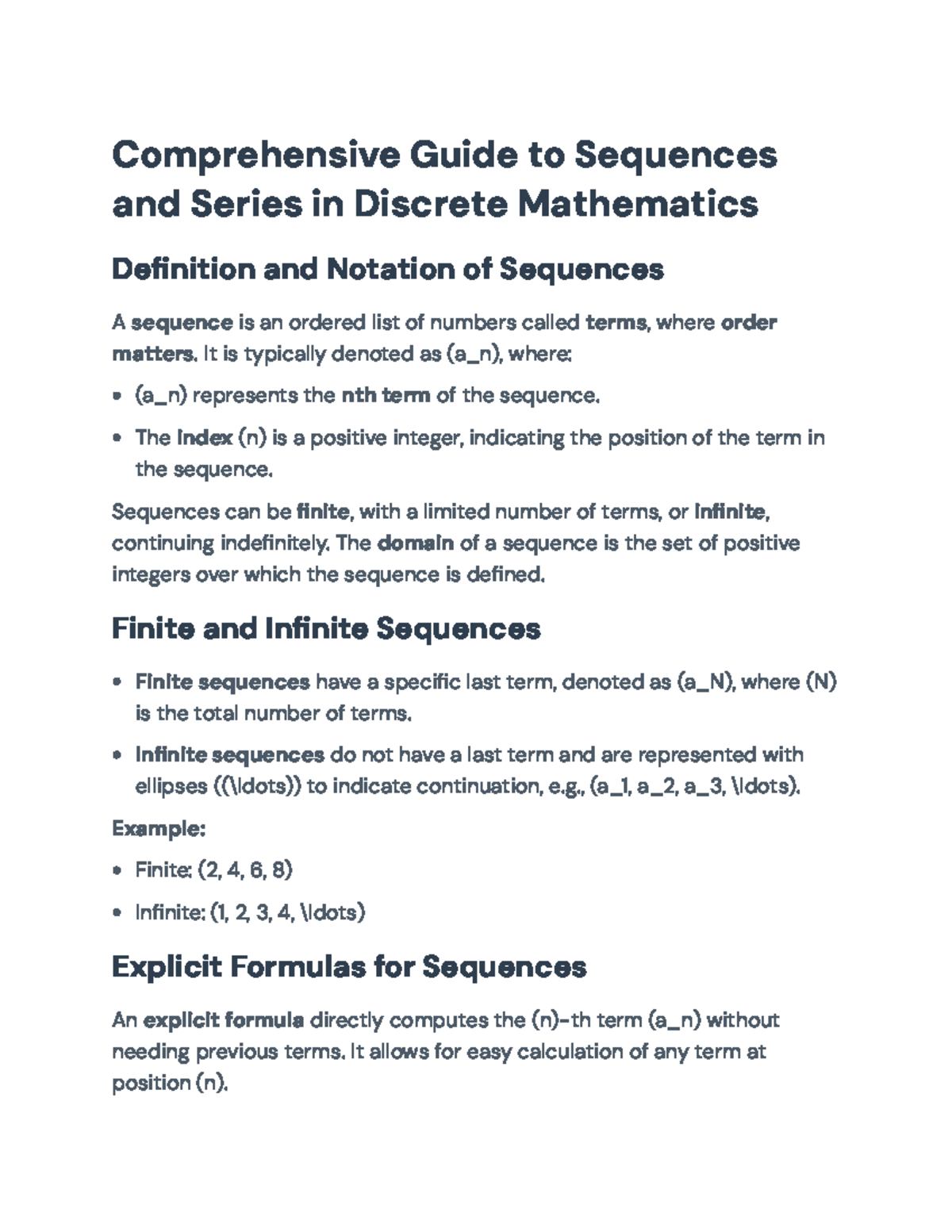Comprehensive Guide to Sequences & Series in Discrete Math (MATH 101 ...