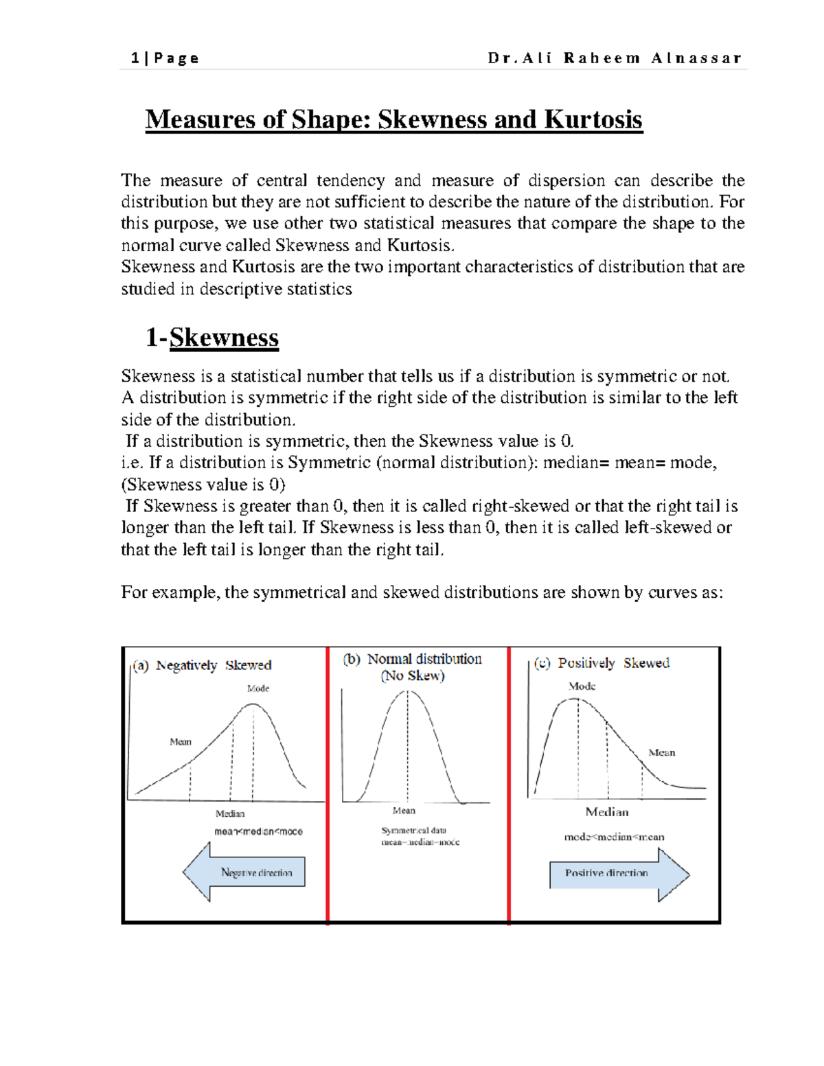7-1.SKEW Kurtosis: Understanding Shape Measures in Statistics - Studocu