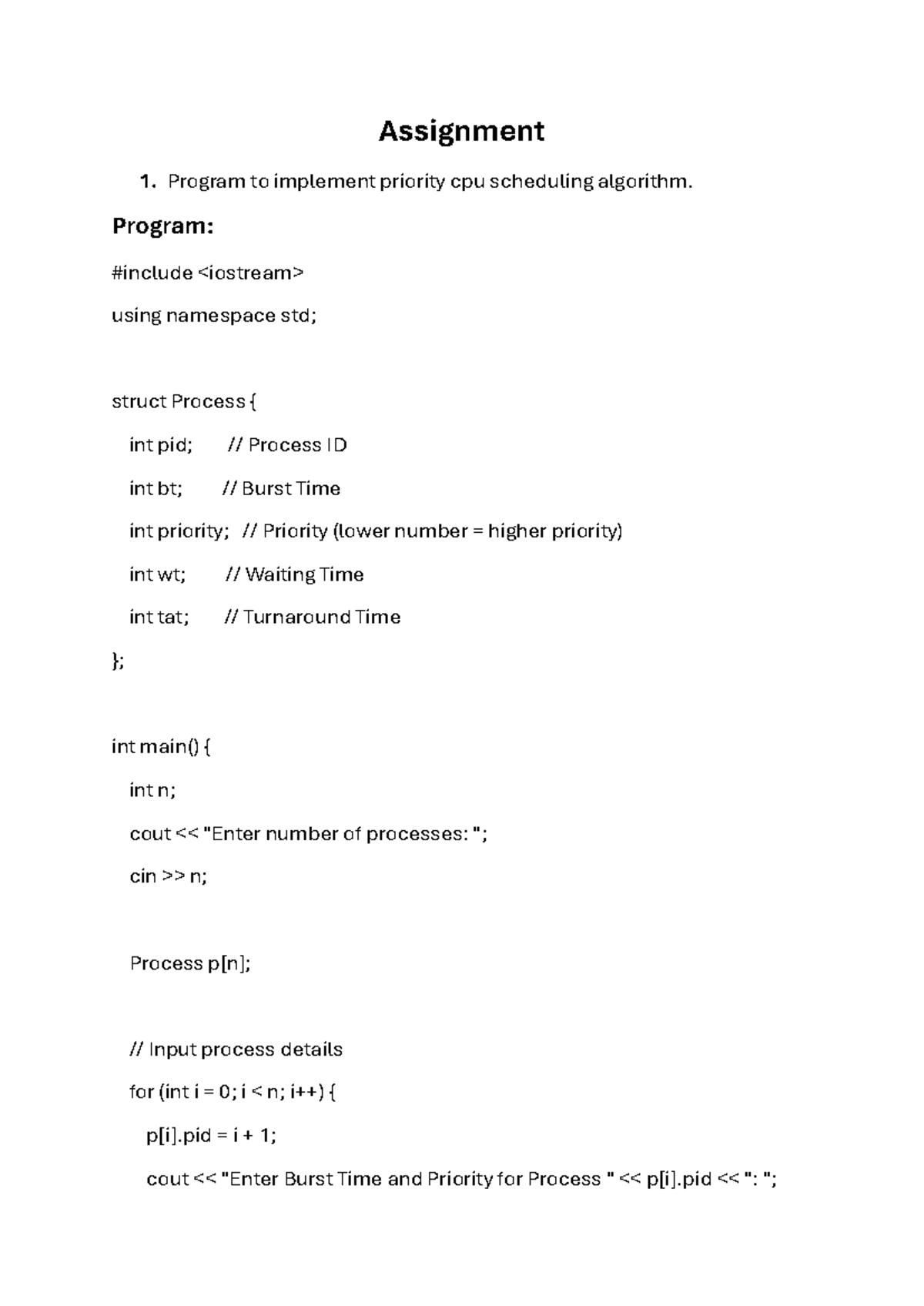 OSLab Assignment 1: Priority CPU Scheduling Algorithm Implementation ...