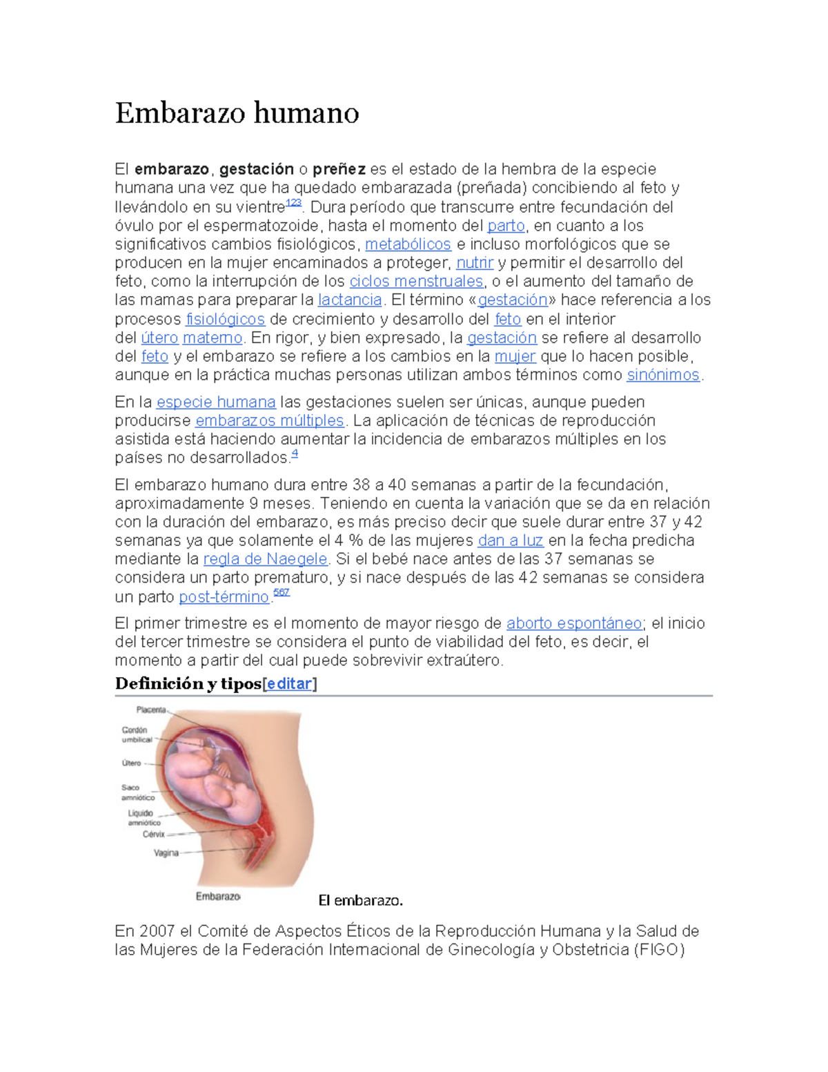 Embarazo Humano: Aspectos Importantes y Fisiología General - Studocu