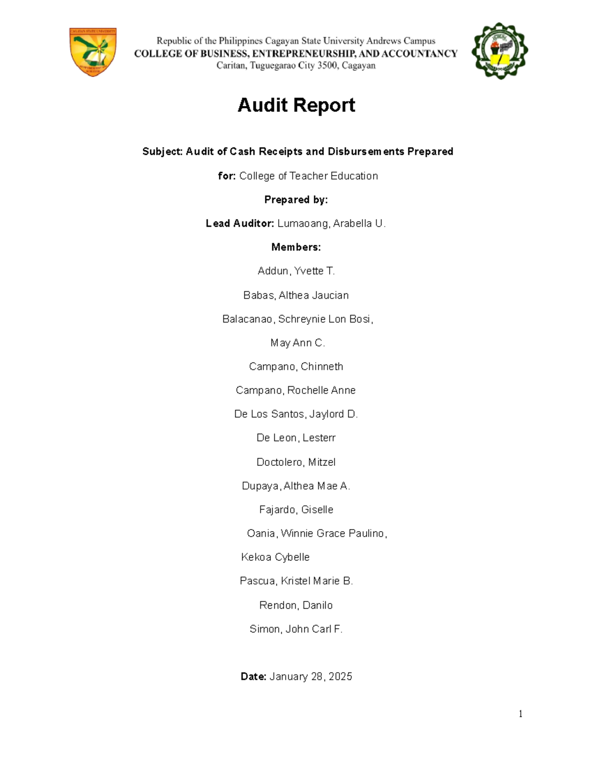 CTED Audit Report: Cash Receipts & Disbursements Analysis (2024-2025 ...