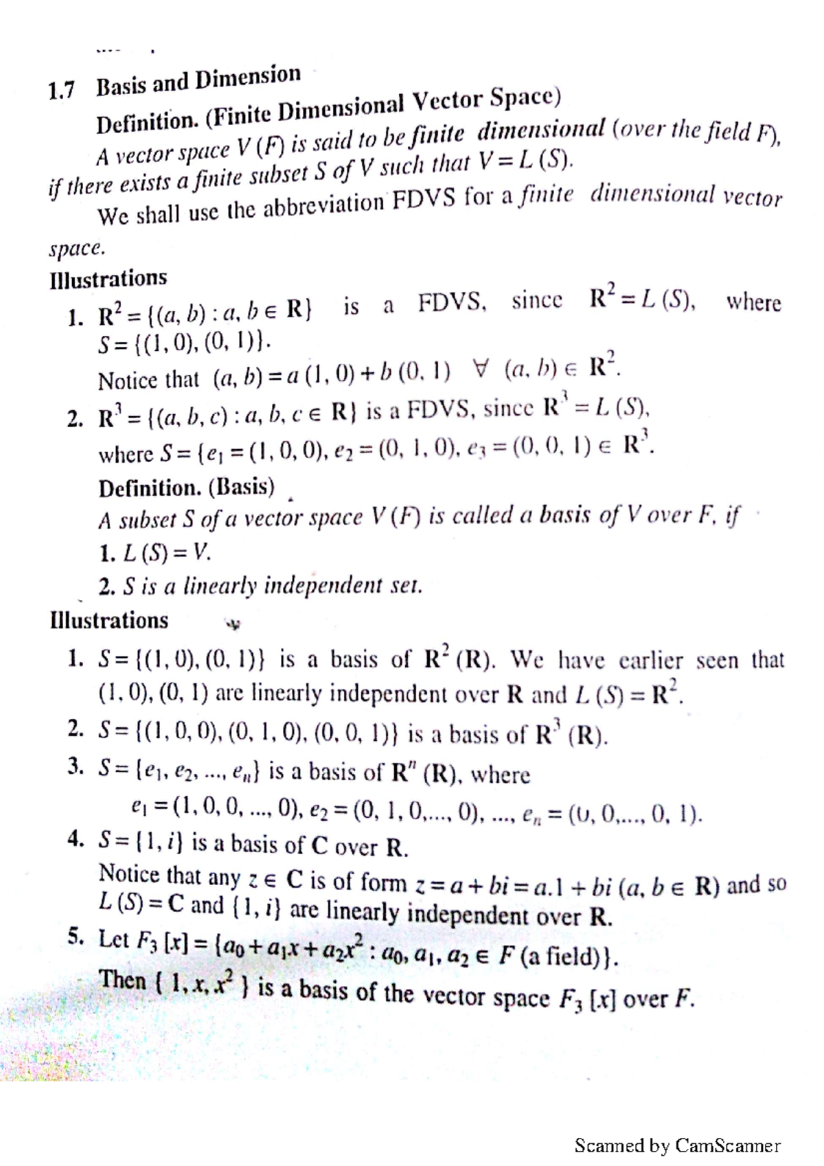 Title: 1.7 Basis and Dimension in Finite Dimensional Vector Spaces ...