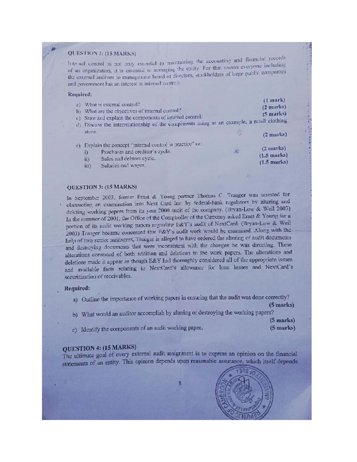 ACCT 101: Internal Control & Audit Working Papers - Semester Exam Notes ...