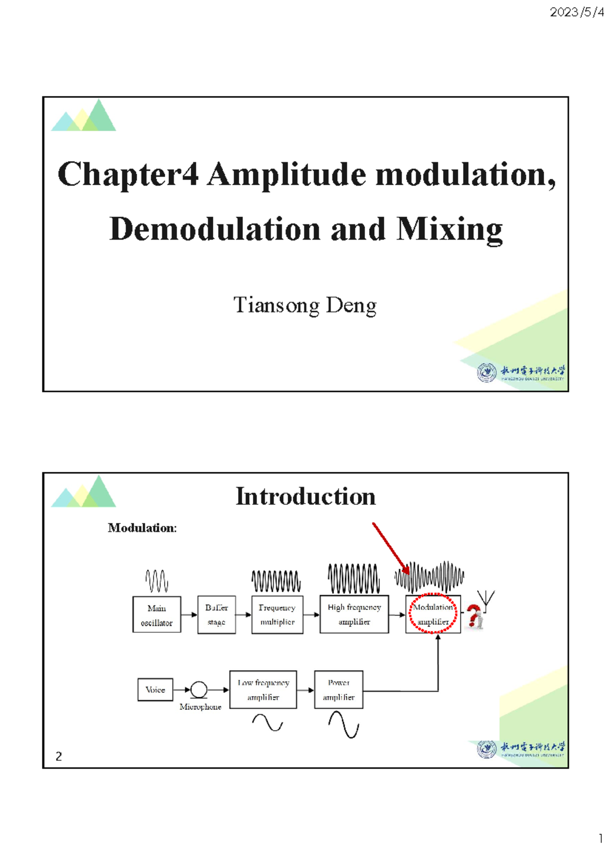 Chapter 4: Amplitude Modulation, Demodulation & Mixing in Electronic Circuits - Studocu