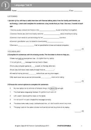 Impulse 2 Unit 3 Test Standard B - Unit 3 Test Standard | Group B Name