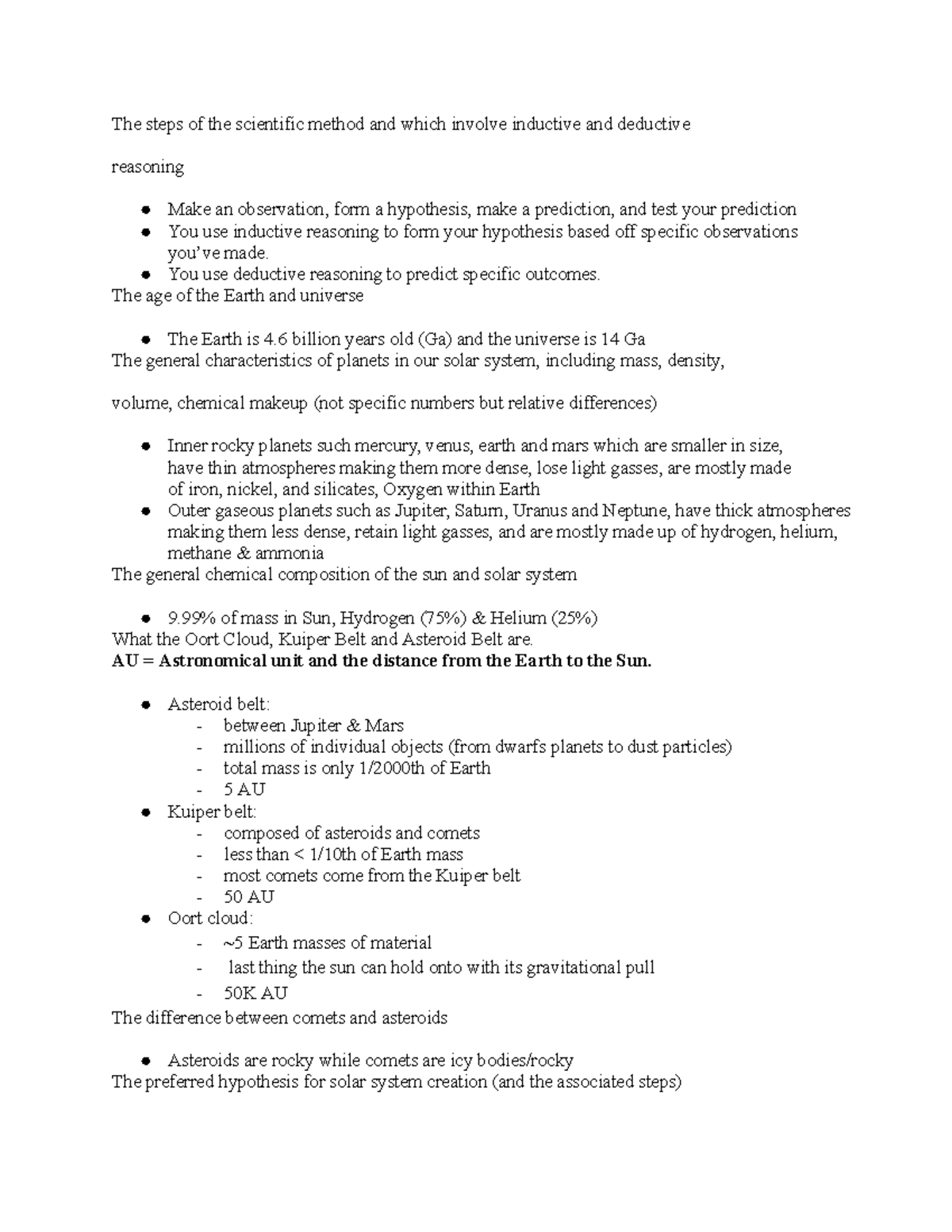 Geology Study Guide for Earth Science: Scientific Method & Solar System ...