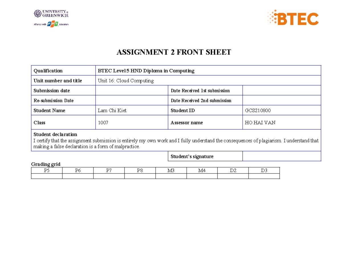 1644 GCS210800 Cloud Computing Assignment 2 by Lam Chi Kiet - Studocu