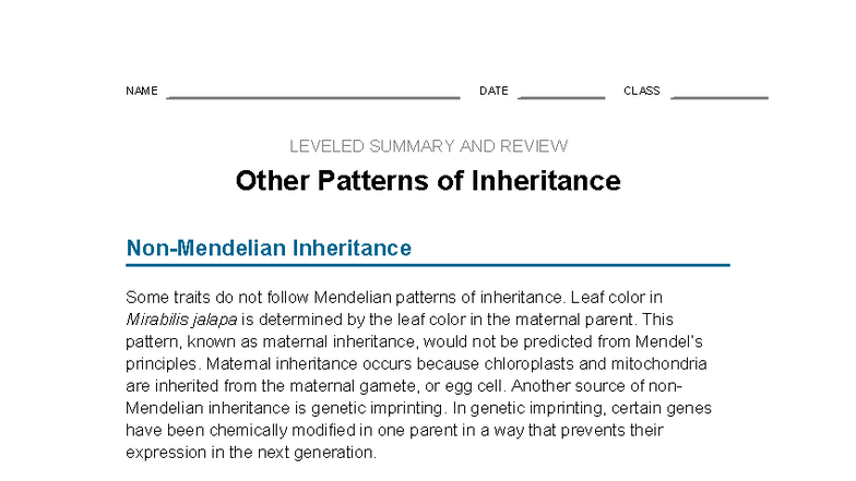 Non-Mendelian Inheritance: Patterns, Traits & Examples (BIO 101) - Studocu