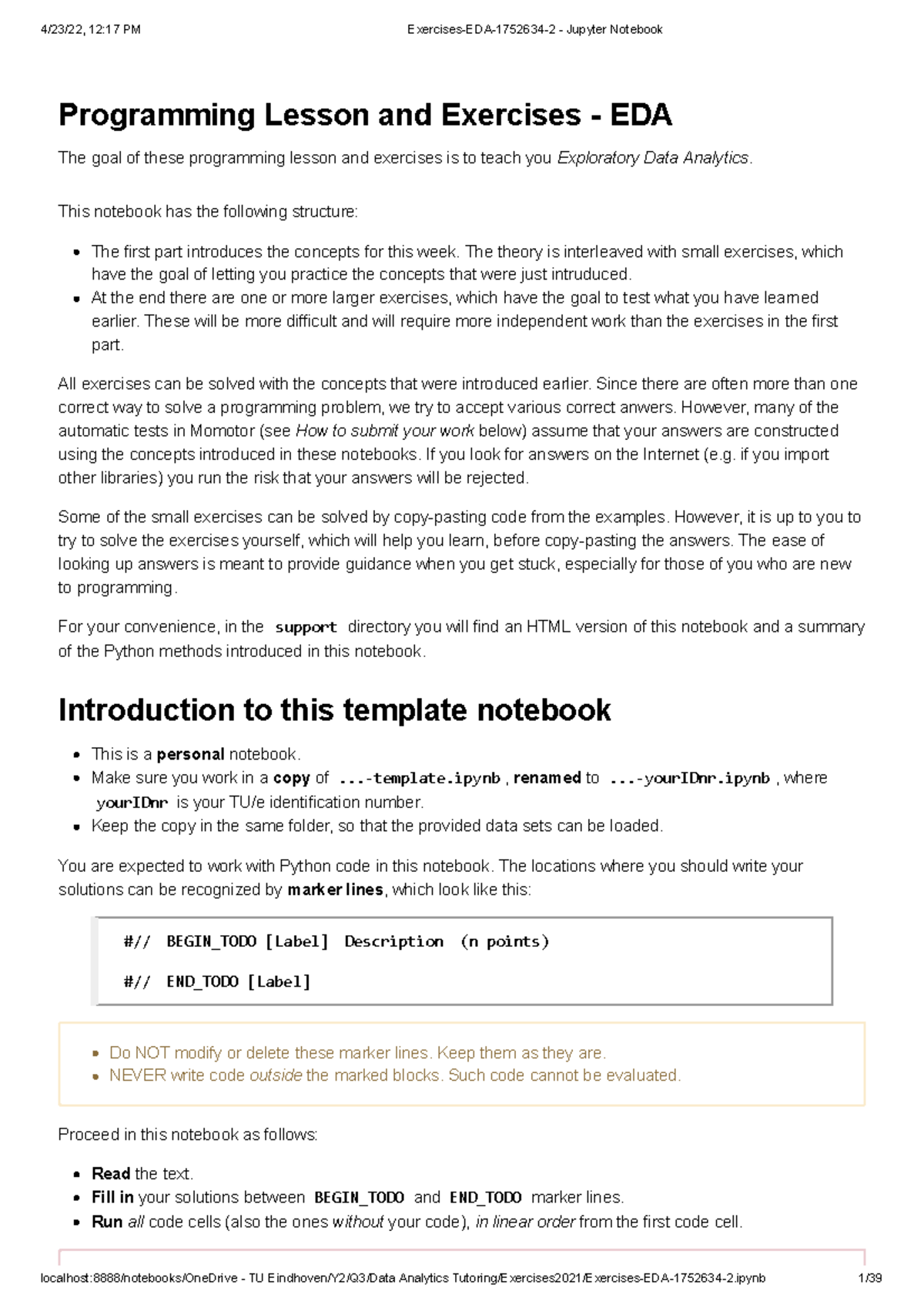 Programming Exercises for EDA Course 2021-2022 with Full Solutions - Studeersnel
