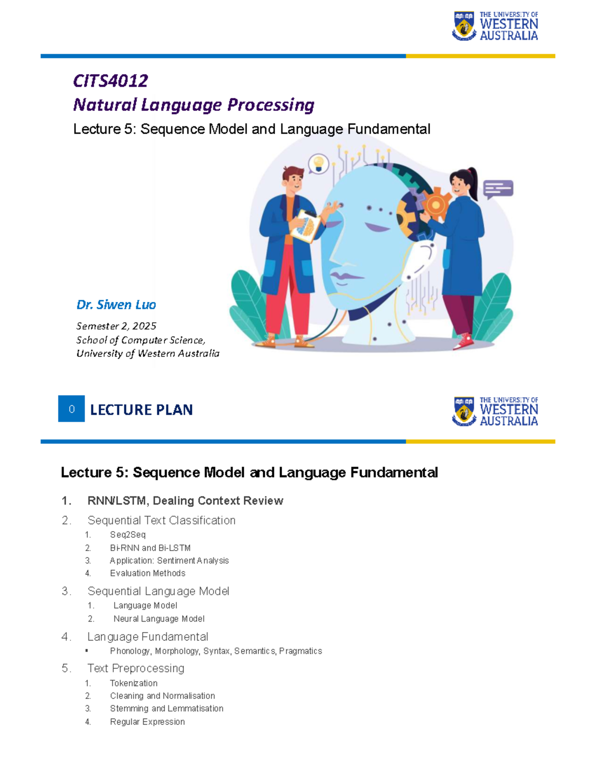 CITS4012 NLP Lecture 5: Sequence Models & Language Fundamentals - Studocu