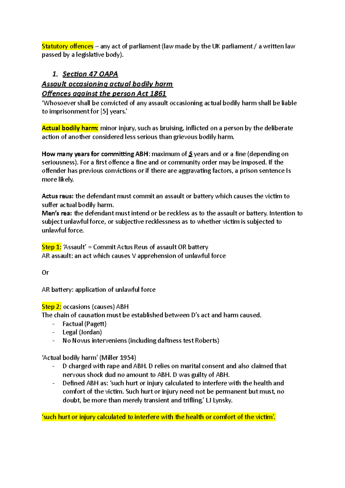 Analysis of Section 20 and Section 47 OAPA 1861: Understanding ABH and ...