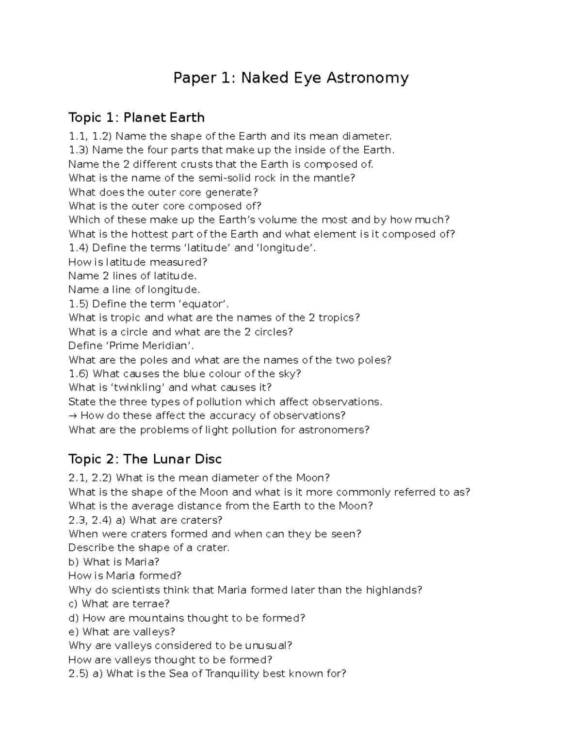 Astronomy AS101: Comprehensive Summary of Essential Concepts - Studocu