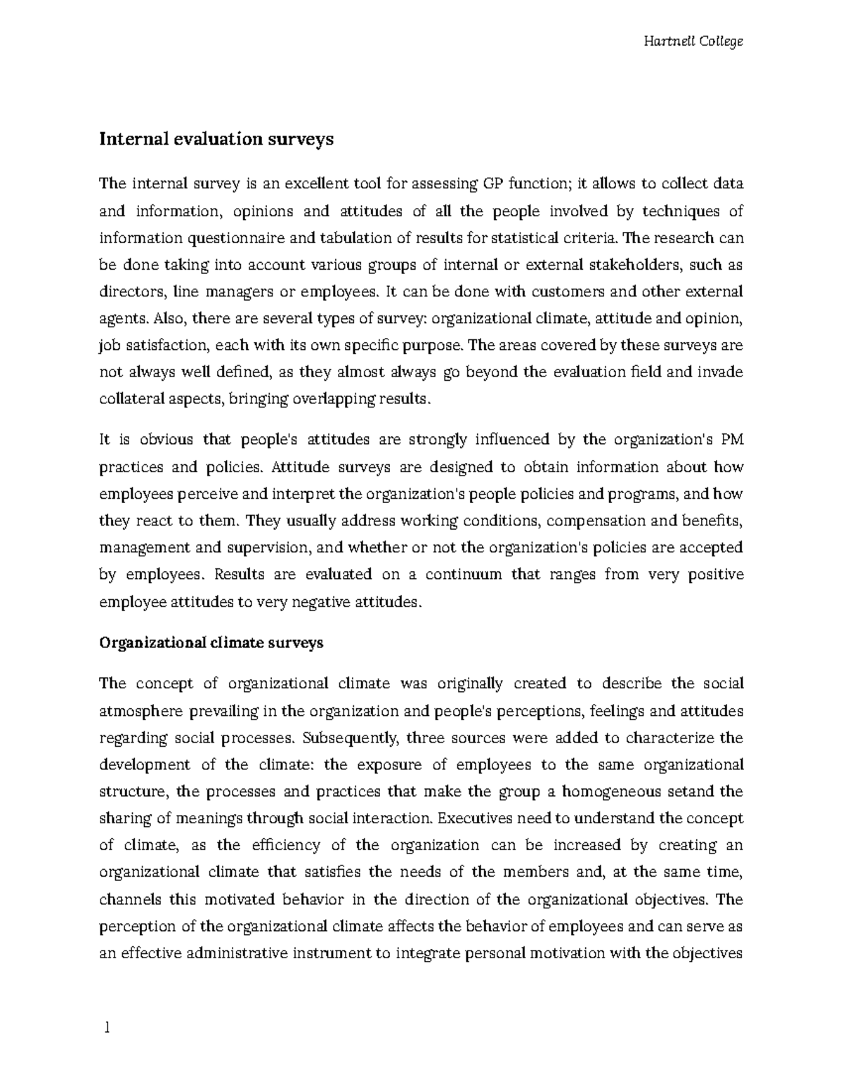 Internal Evaluation Surveys: Understanding Organizational Climate and ...