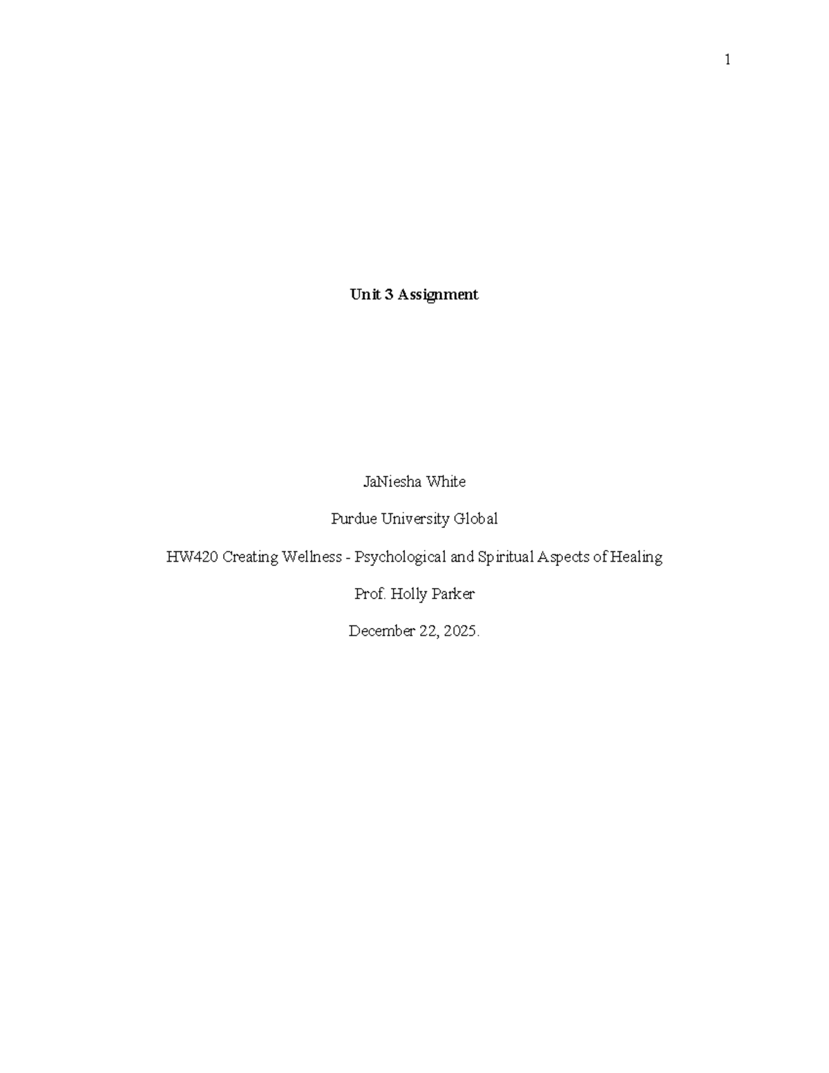 HW420 Unit 3 Assignment: Transpersonal Spiritual Growth Plan - Studocu