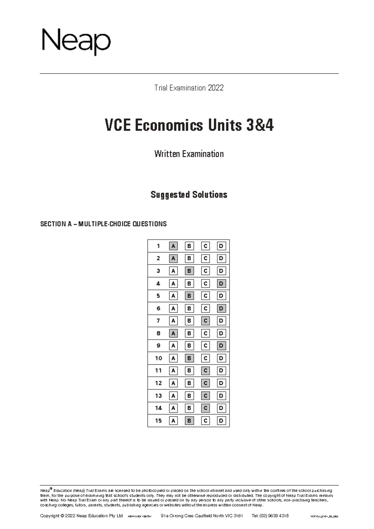 VCE Economics Units 3 & 4 Trial Exam 2022 Suggested Solutions - Studocu