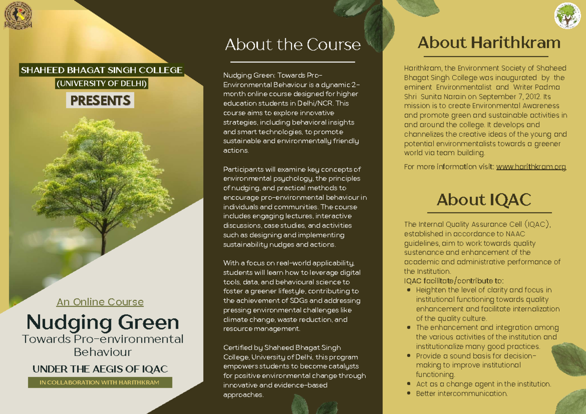 Nudging Green: Pro-Environmental Behaviour Course (2-Month Online ...
