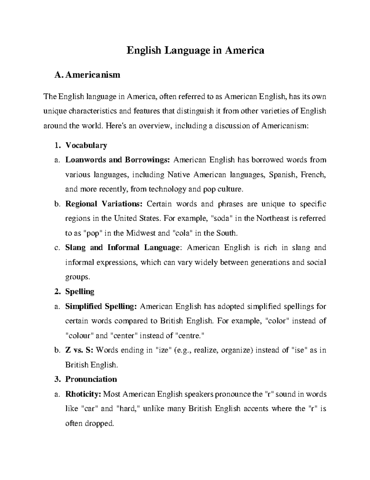 American English: Unique Features and Differences from British English ...