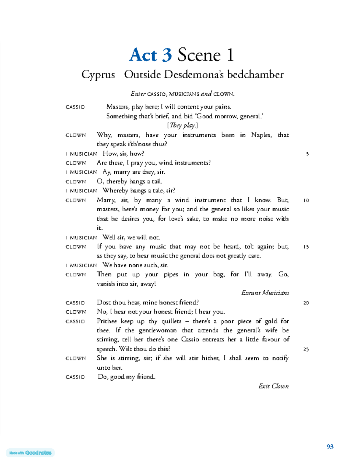 Othello (ENG 201) Act III Scene 1 Annotations and Analysis - Studocu