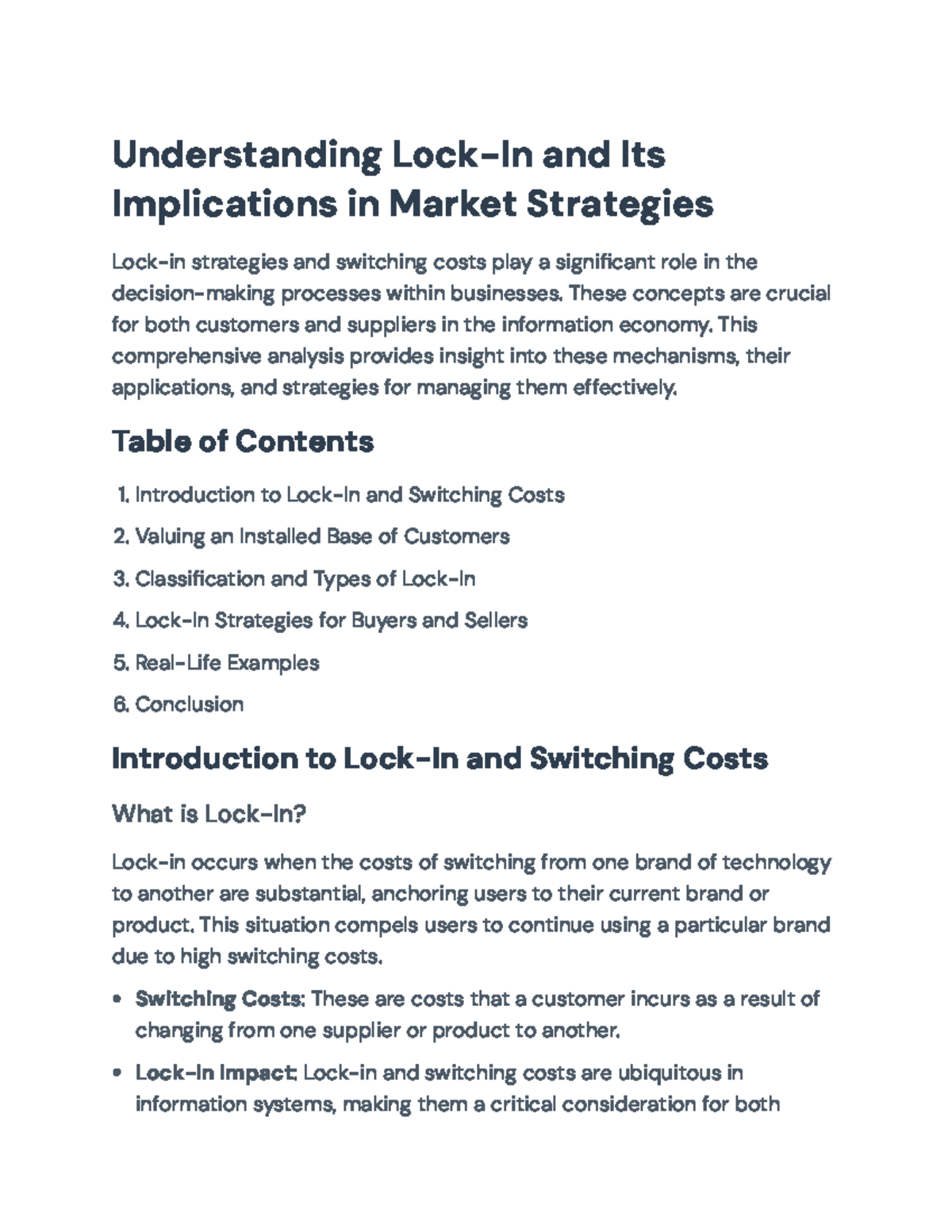 Understanding Lock-In Strategies and Their Impact on Market Decisions ...