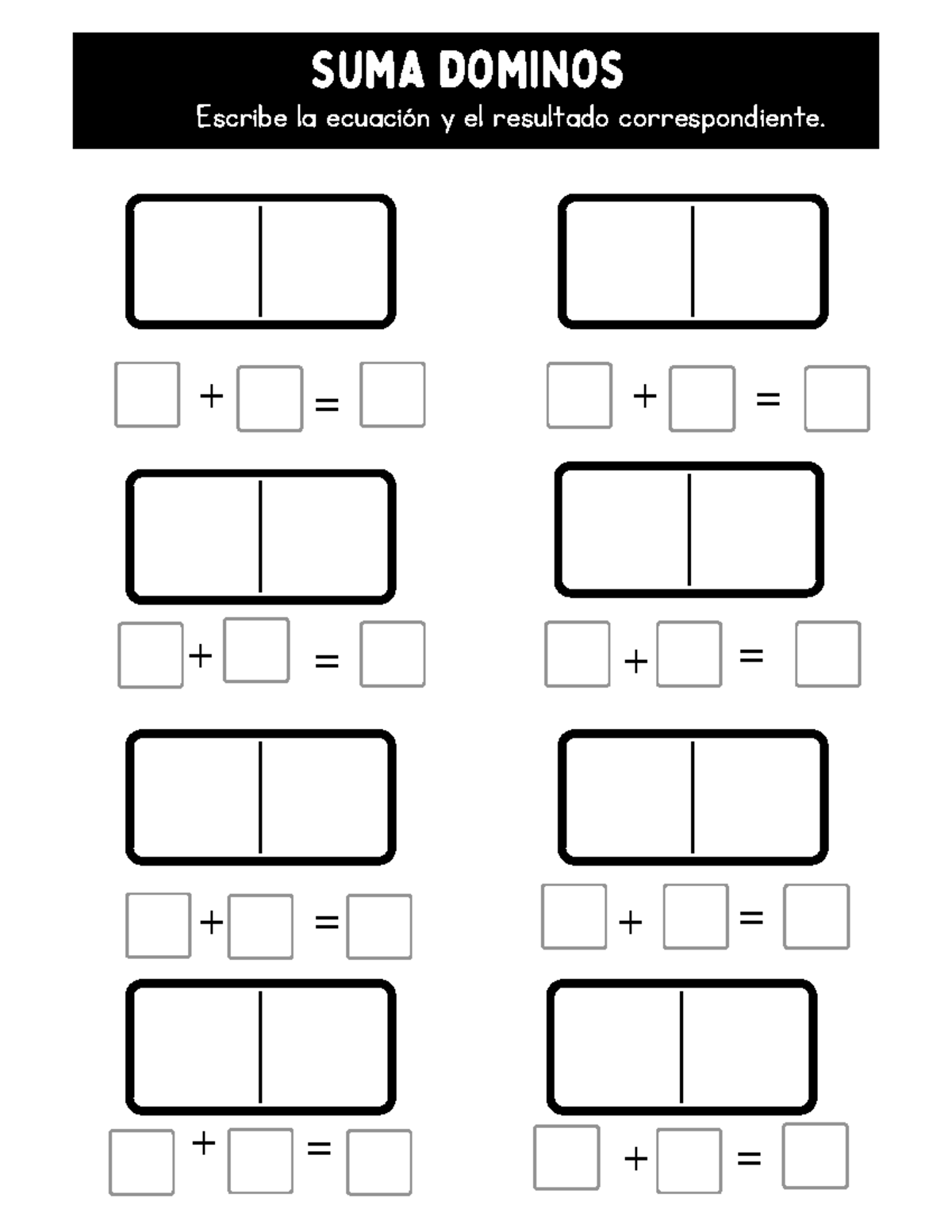 Sumando con dominos - Actividades de matematicas para sumar ...