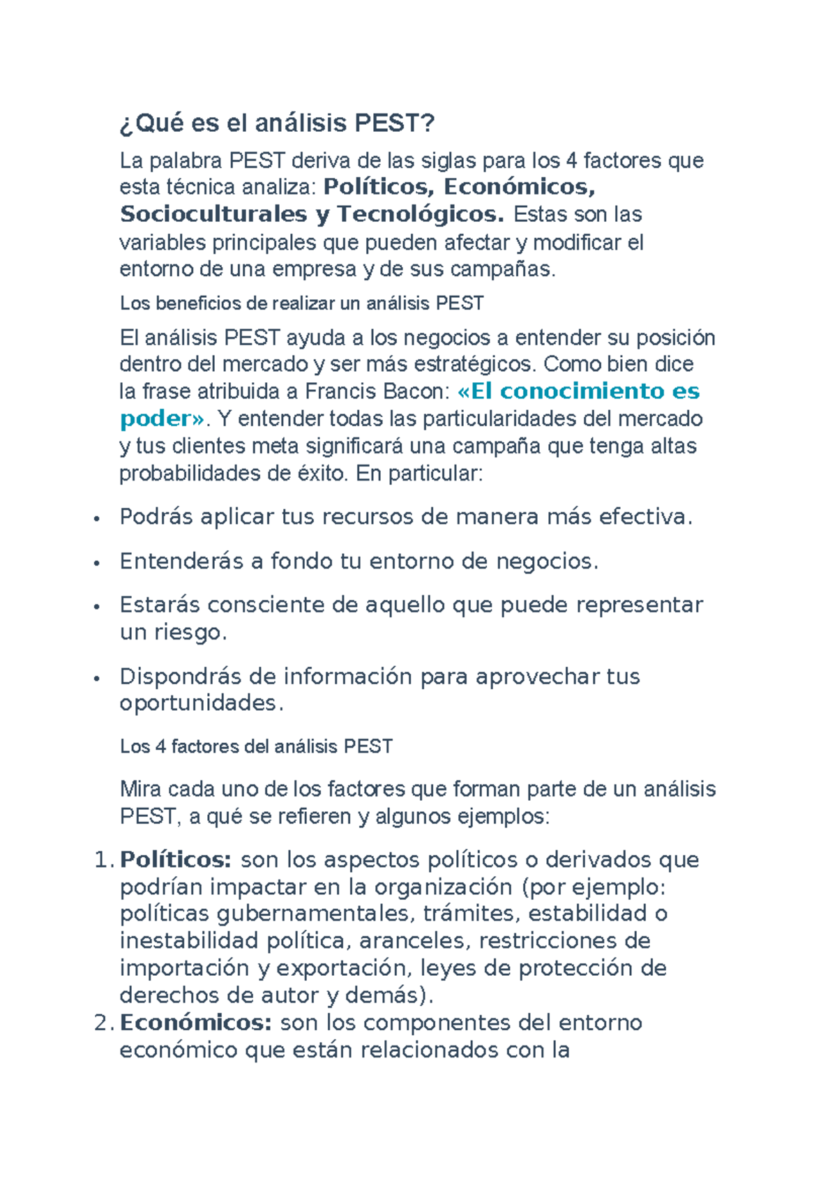 Qué es el Análisis PEST: Guía Completa - Fac. CCEE - Studocu