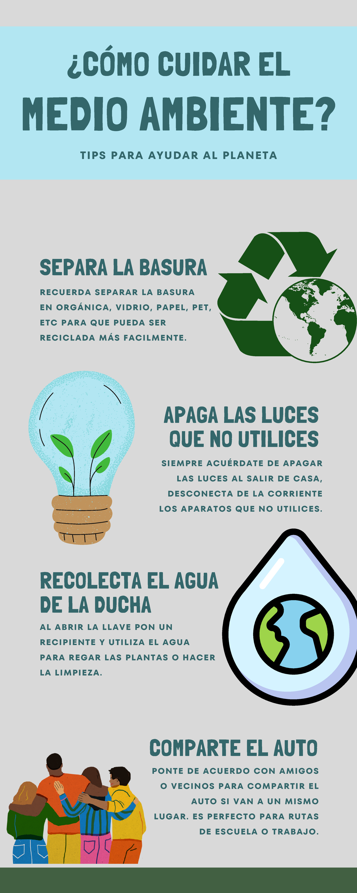 Infografia cuidado medio ambiente ilustrada verde - ¿CÓMO CUIDAR EL MEDIO AMBIENTE? SIEMPRE ...