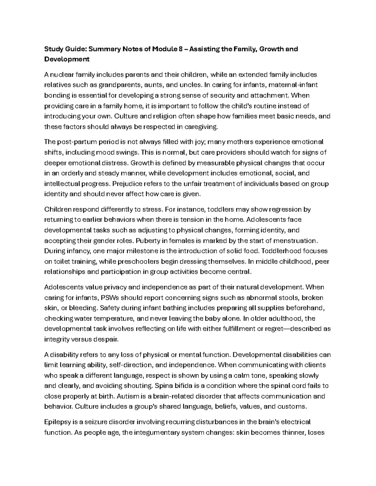 Module 8 Study Guide: Family Dynamics & Developmental Milestones - Studocu