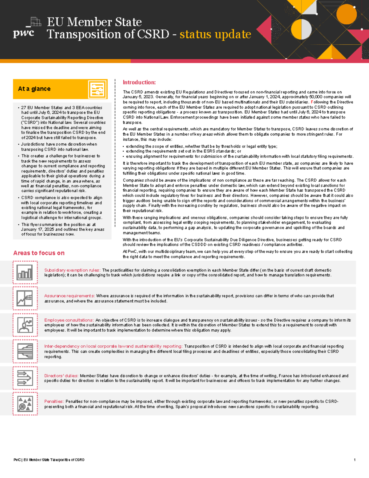 Pwc eu member state status update jan 2025 - 27 EU Member States and 3 ...