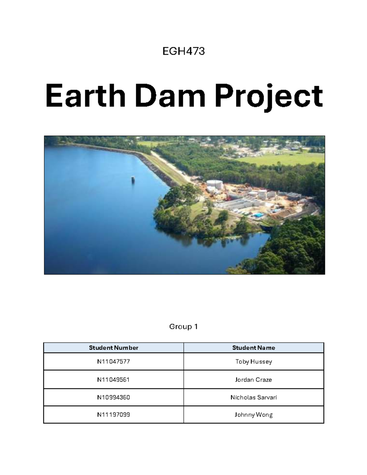 Earth Dam Design Project Report EGH473: Group 1 Analysis - Studocu