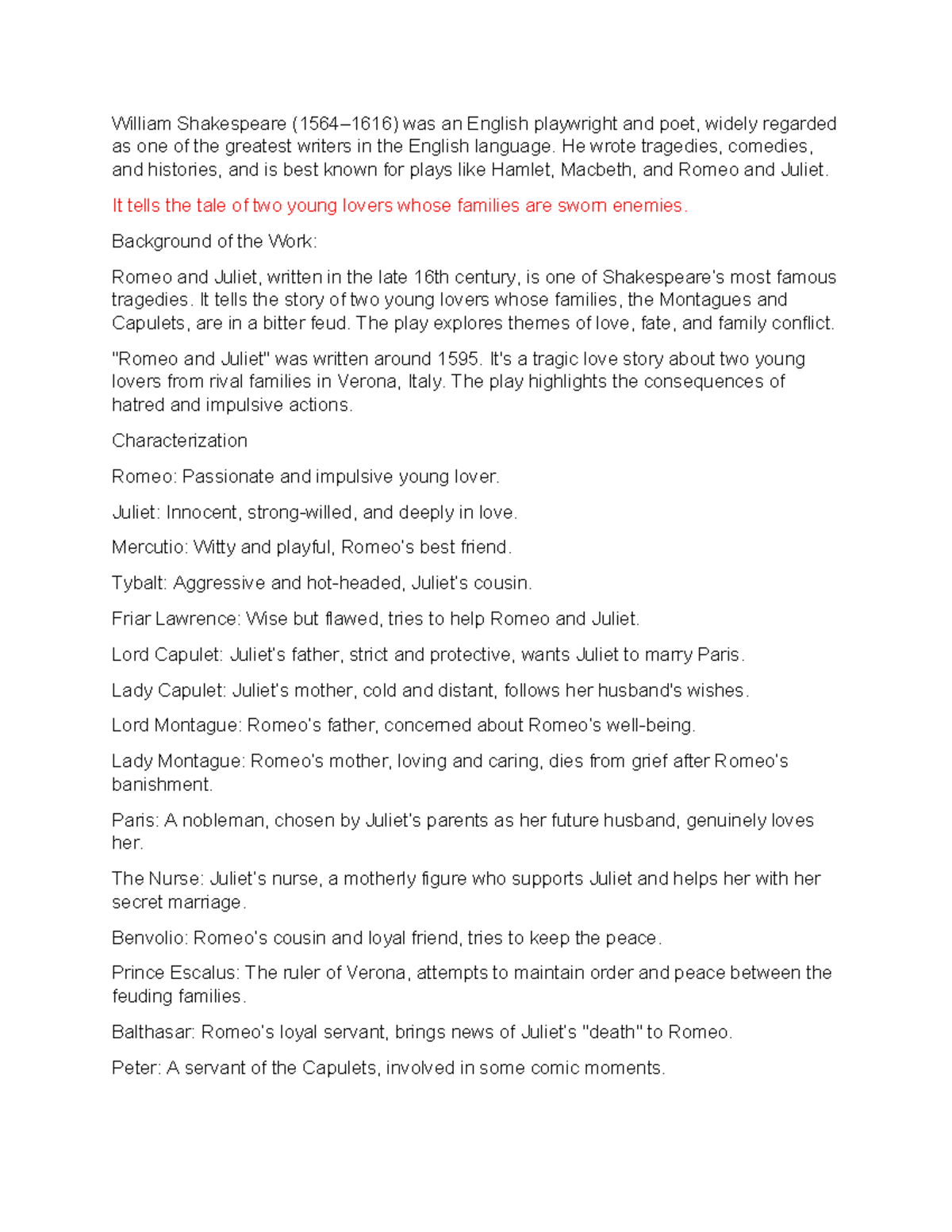 Romeo and Juliet Analysis: Themes, Characters, and Key Events - Studocu