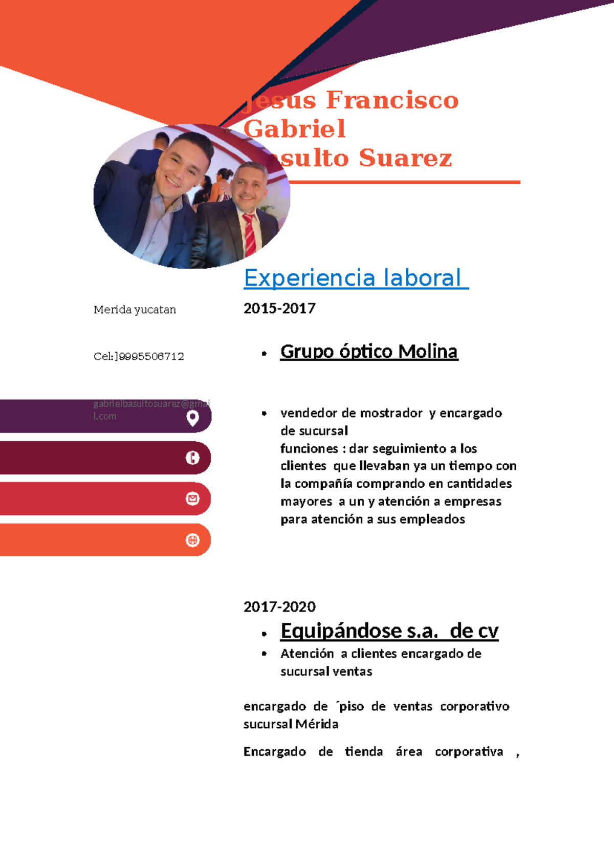 CV de Gabriel Basulto - Experiencia Laboral y Formación Académica - Studocu