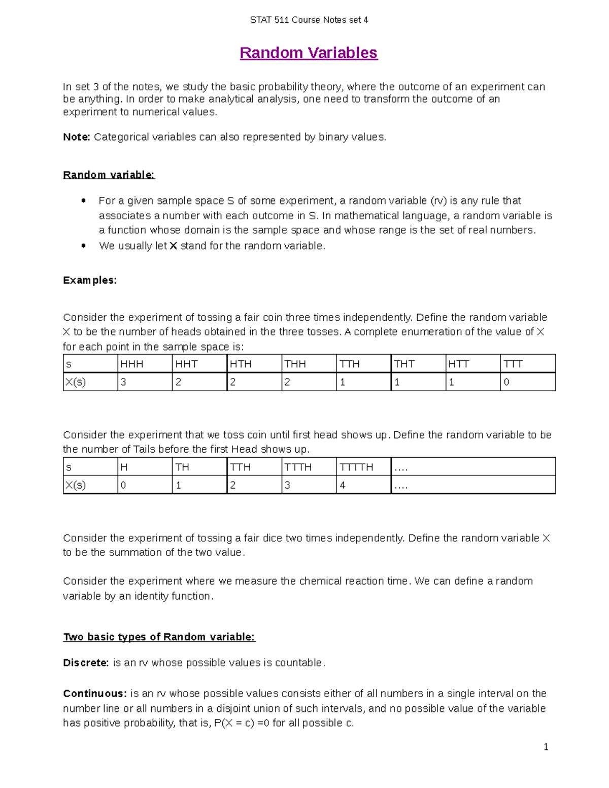 STAT 511 Course Notes Set 4: Understanding Random Variables - Studocu