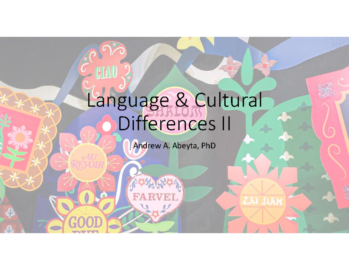 Cultural and Language Differences: Insights from Week 4-5 Lessons ...