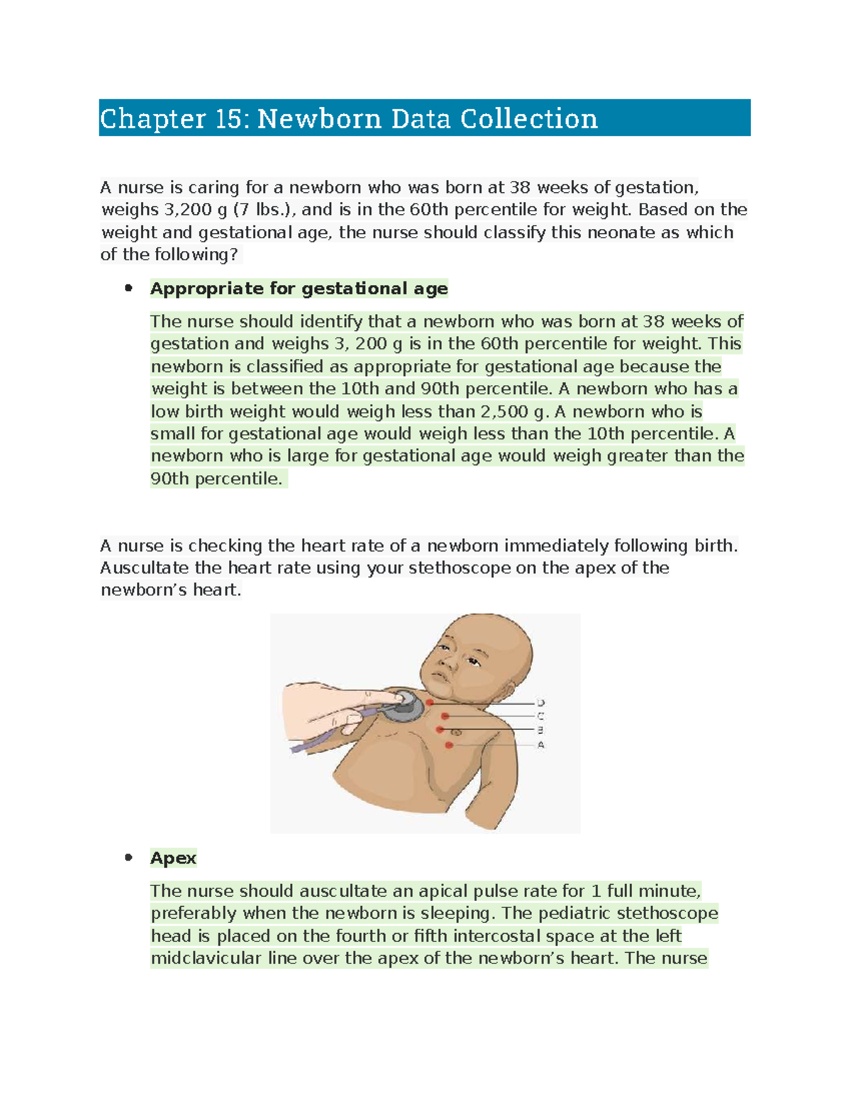 Chapter 15: Newborn Data Collection and Assessment Techniques - Studocu